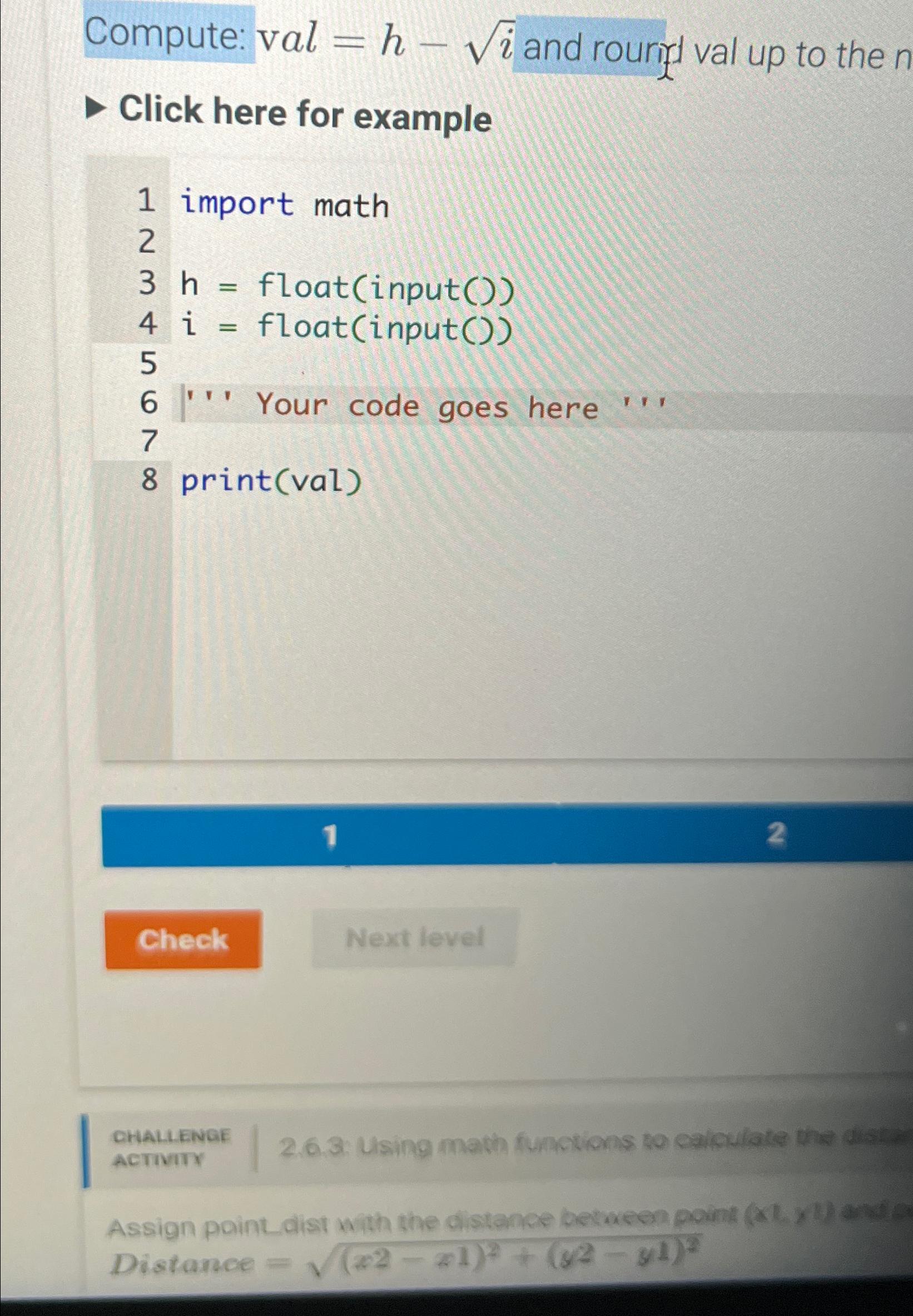 Solved Compute: val =h-i2 ﻿and rourifd val up to the nClick | Chegg.com