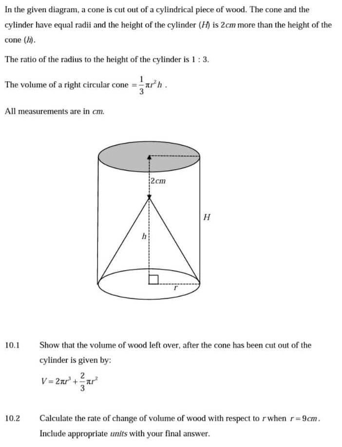Solved In the given diagram, a cone is cut out of a | Chegg.com