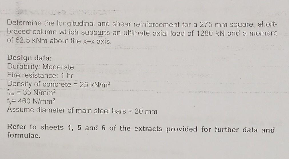 Solved Determine the longitudinal and shear reinforcement | Chegg.com