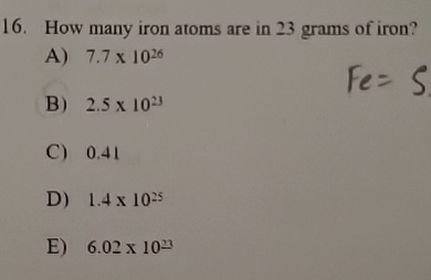Solved How many iron atoms are in 23 ﻿grams of | Chegg.com