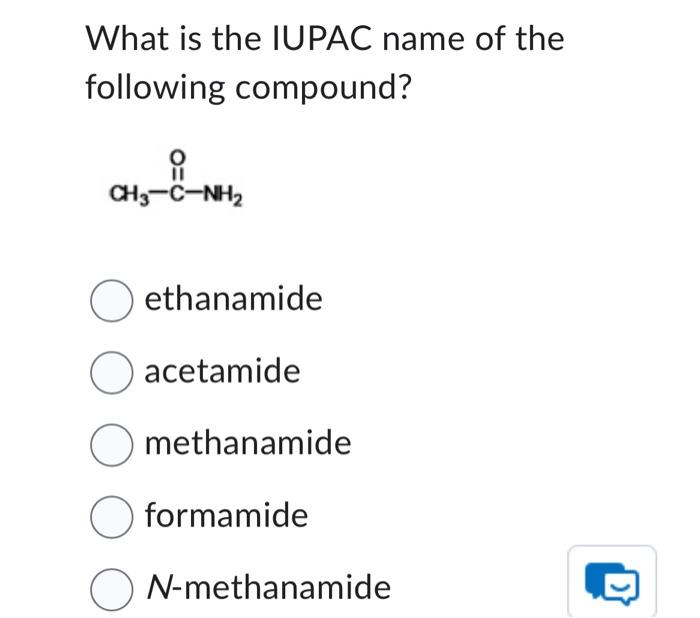 Solved What is the IUPAC name of the following compound? | Chegg.com