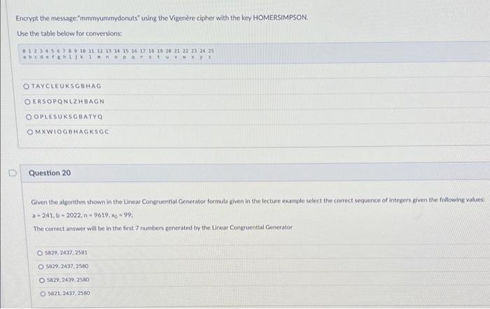Solved Encrypt the message." "mmmyummydonuts" using the | Chegg.com