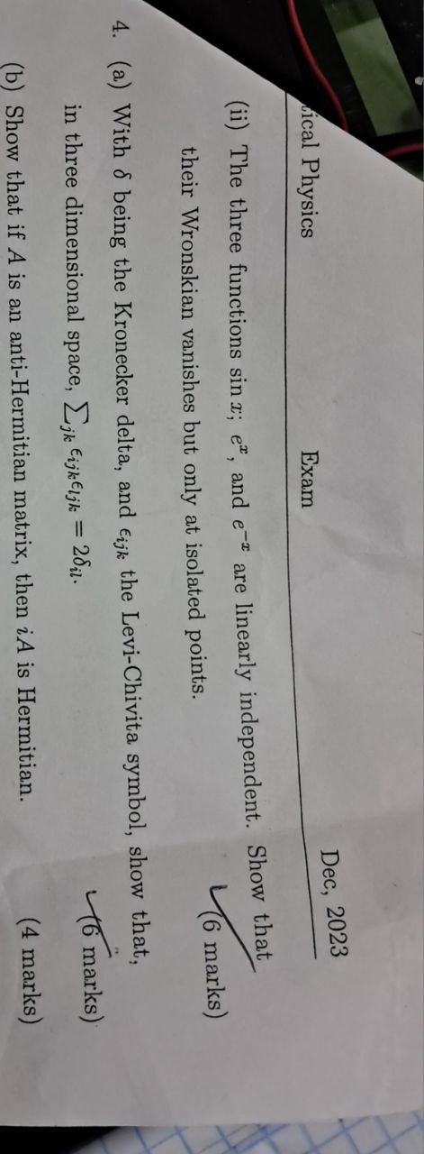 Solved (ii) ﻿The three functions sinx;ex, ﻿and e-x ﻿are | Chegg.com