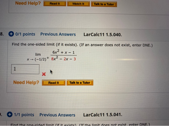 Solved Need Help? Read It Watch It Talk to a Tutor 8. + 0/1 | Chegg.com