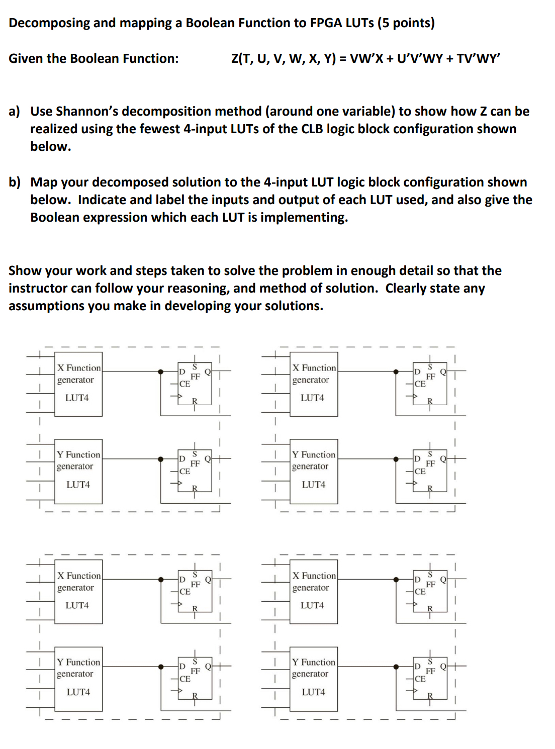 Decomposing And Mapping A Boolean Function To Fpga