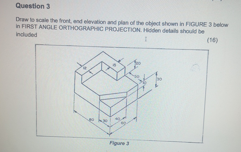 Solved Question 3Draw to scale the front, end elevation and | Chegg.com