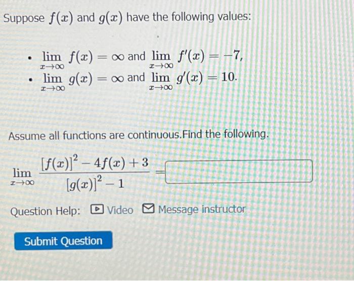 Solved Suppose f(x) and g(x) have the following values: • | Chegg.com