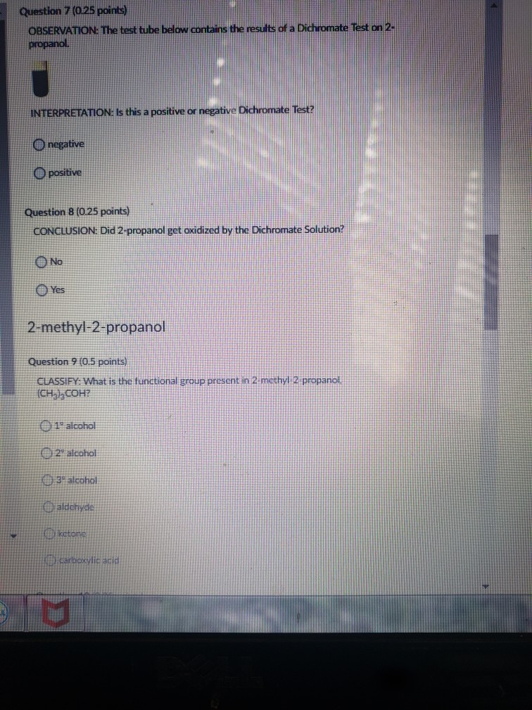 Solved Question 125 points) W ved OBSERVATION: The test tube | Chegg.com