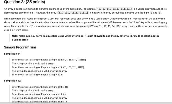 Solved An array is called vanilla if all its elements are | Chegg.com