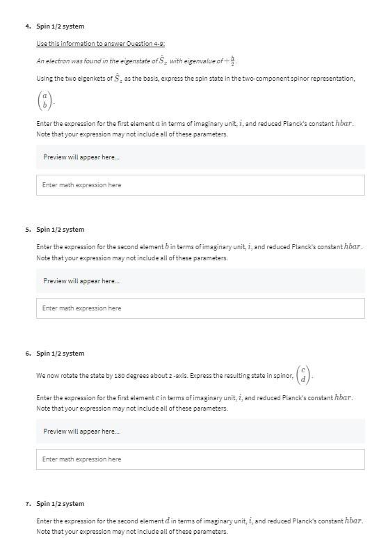 Solved Spin 1/2 system Enter the expression for the second | Chegg.com