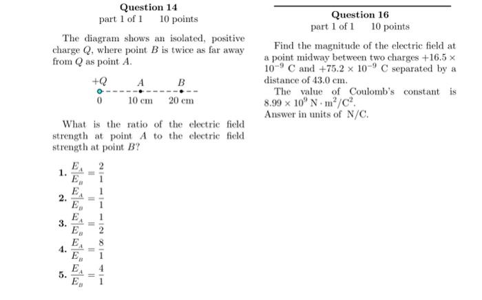 Solved The diagram shows an isolated, positive charge Q, | Chegg.com