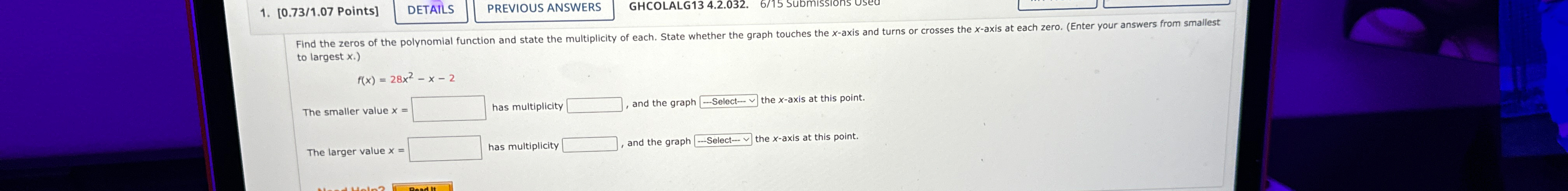 Solved Points]\\nDETAILS\\nPREVIOUS ANSWERS\\nto largest | Chegg.com