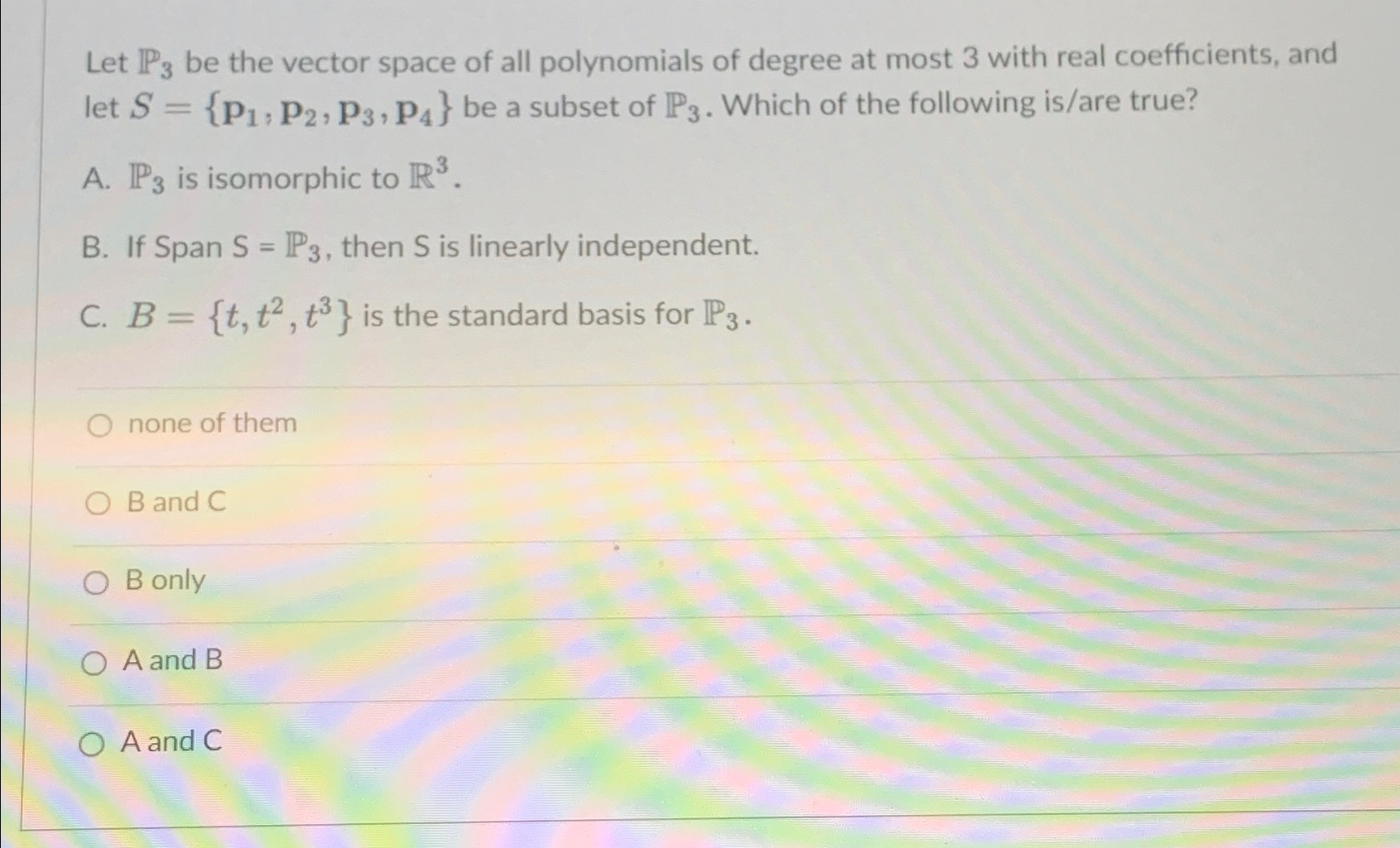Solved Let P3 ﻿be the vector space of all polynomials of | Chegg.com