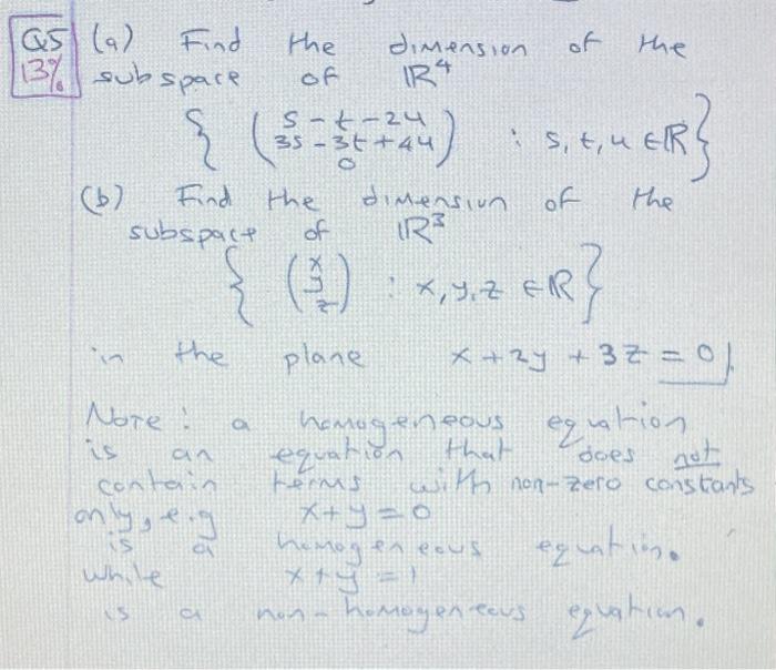 Solved (a) Find the dimension of the subspace of R4 | Chegg.com
