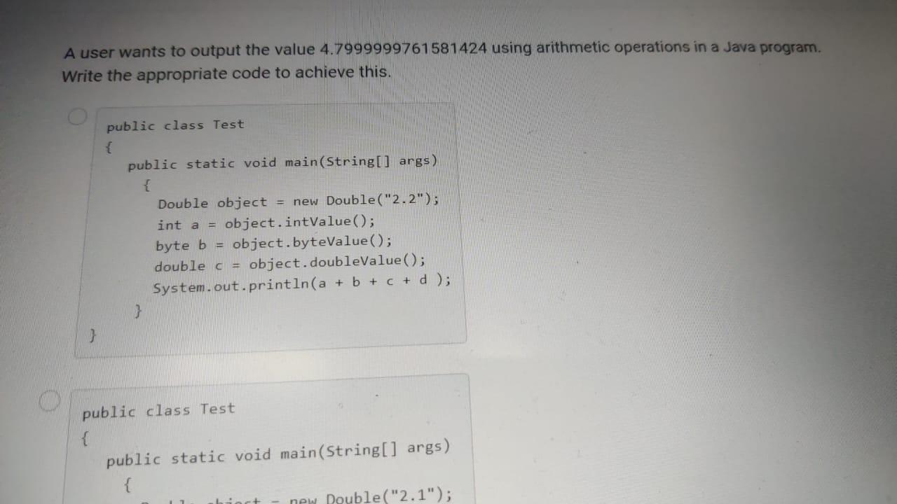 Solved A user wants to output the value 4.7999999761581424 | Chegg.com