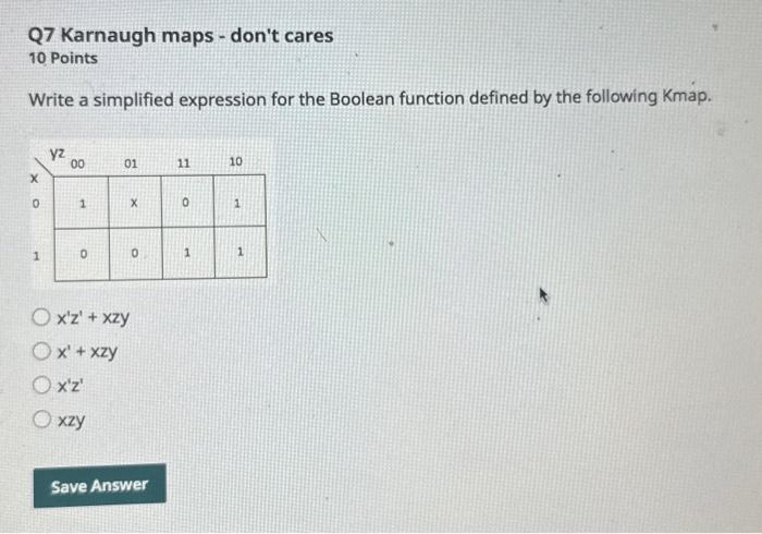 Solved Q6 Karnaugh maps - don't cares 10 Points Write a | Chegg.com