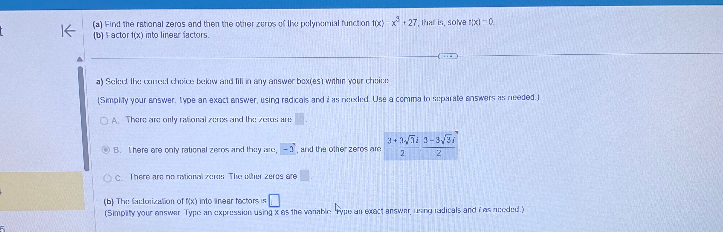 Solved A ﻿find The Rational Zeros And Then The Other Zeros