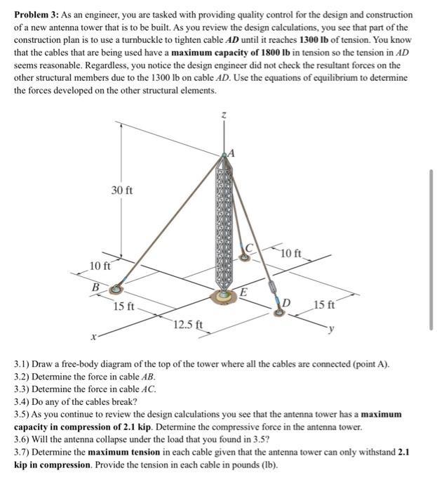 Solved Problem 3: As an engineer, you are tasked with | Chegg.com