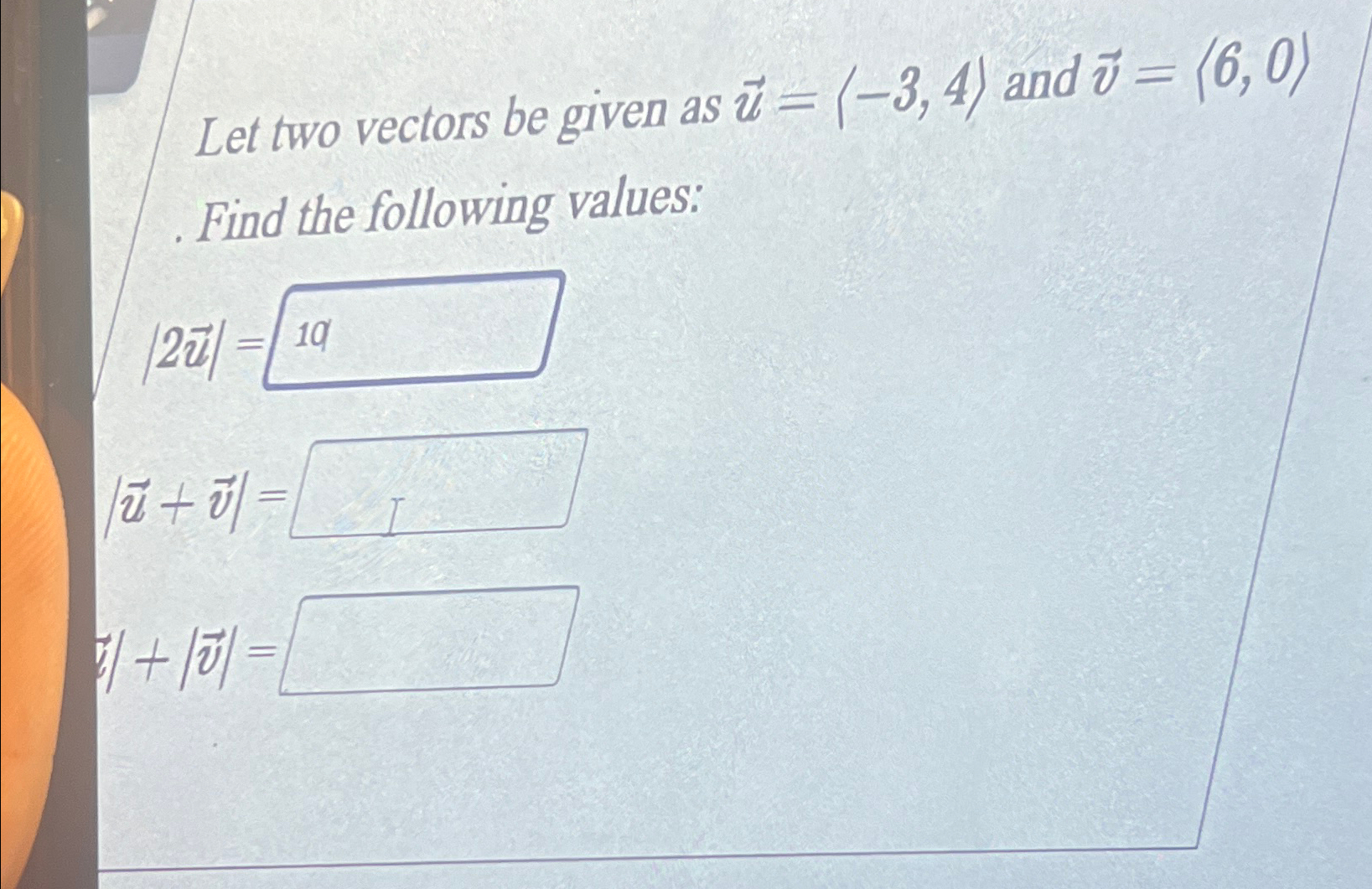 Solved Let two vectors be given as vec(u)=(:-3,4:) ﻿and | Chegg.com