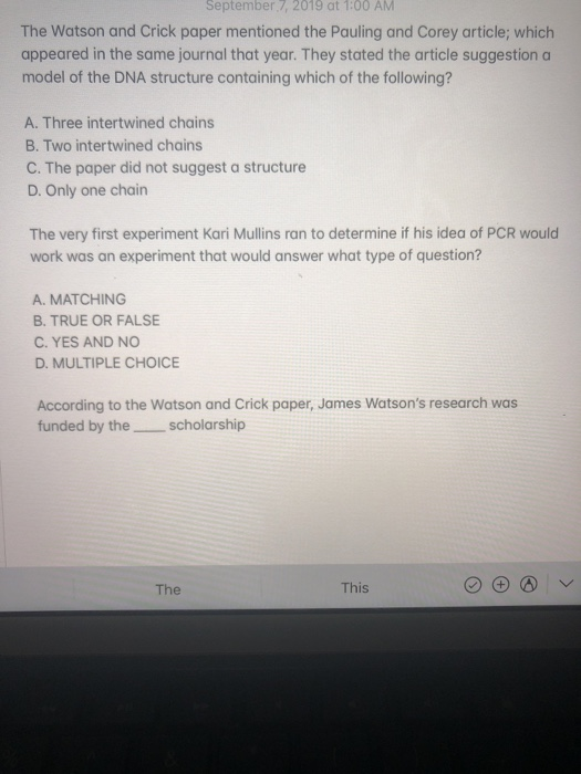 Solved September 7, 2019 at 1:00 AM The Watson and Crick | Chegg.com
