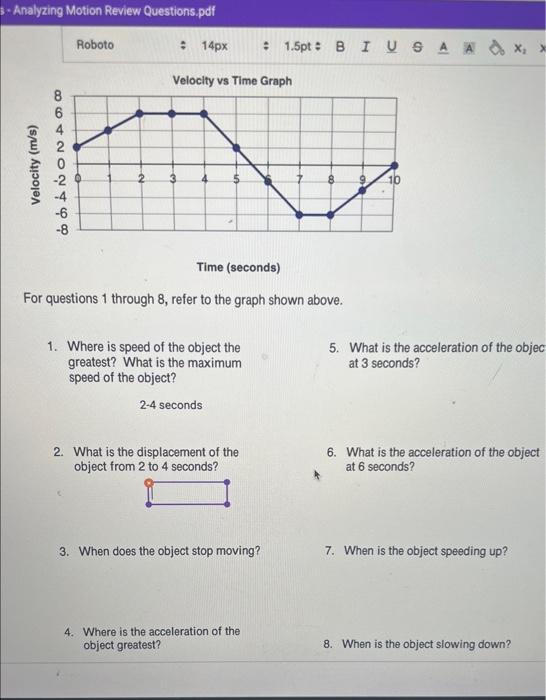 Solved Time (seconds) For questions 1 through 8 , refer to | Chegg.com