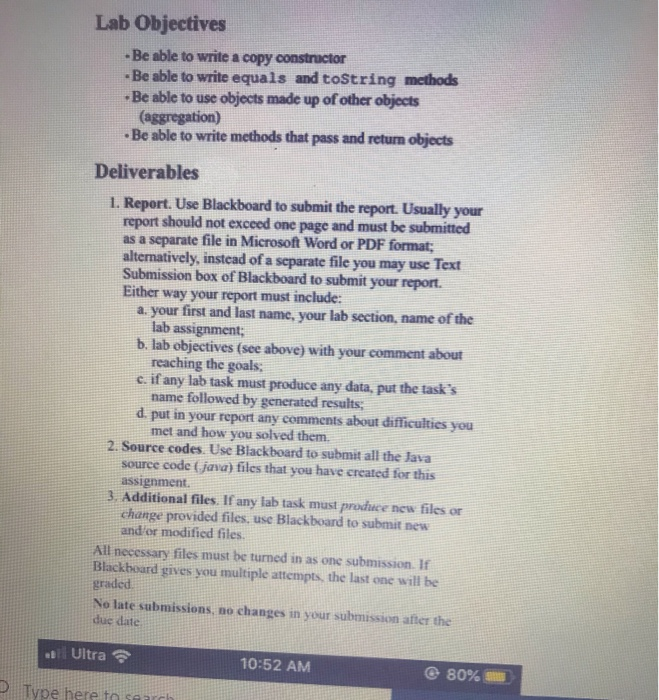 Solved Lab Objectives - Be able to write a copy constructor | Chegg.com Solved Lab Objectives - Be able to write a copy constructor | Chegg.com