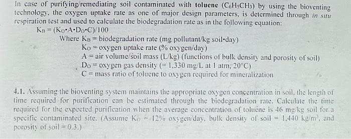 Solved KB=(K0⋅A⋅D0⋅C)/100 Where KB= biodegradation rate (mg | Chegg.com