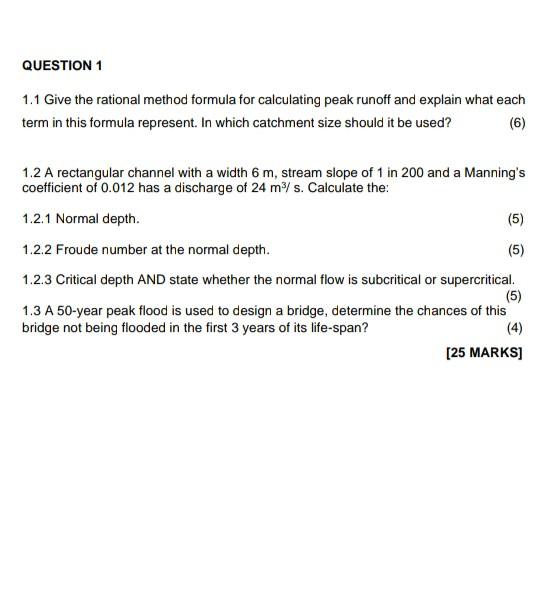 1.1 Give the rational method formula for calculating | Chegg.com
