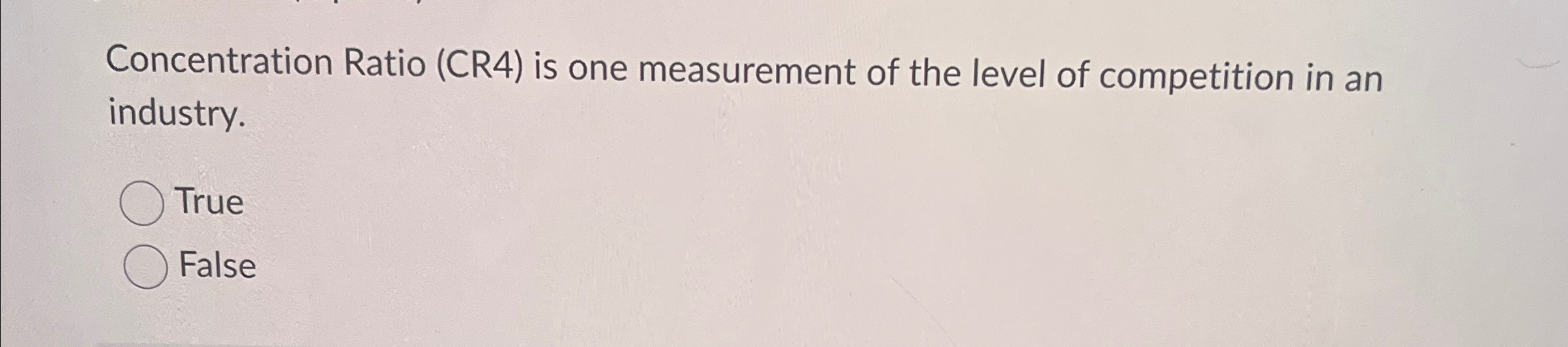 Solved Concentration Ratio (CR4) ﻿is one measurement of the | Chegg.com