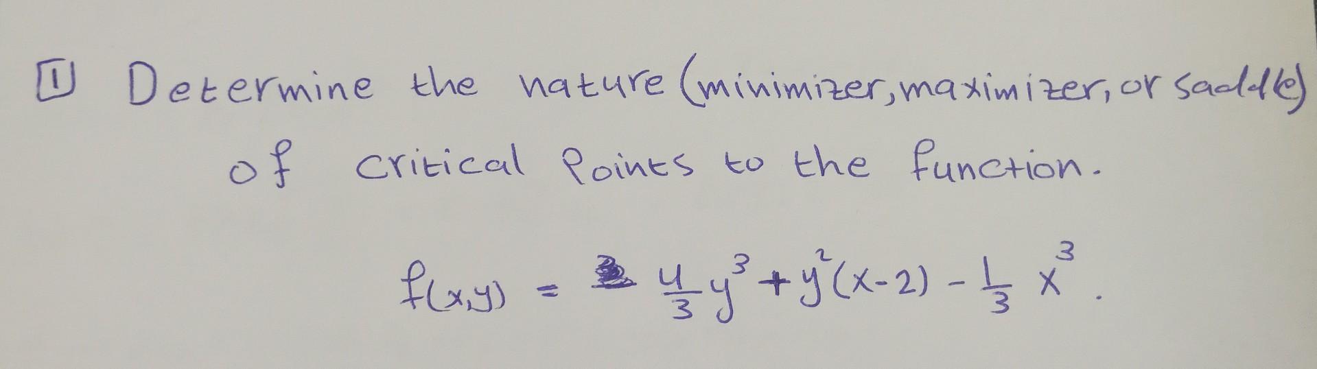 Solved ū Determine the nature (minimizer, maximizer, or | Chegg.com