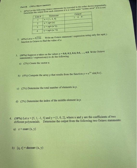 Solved Part B. (7096) Short Answers 1. (656) Let the | Chegg.com