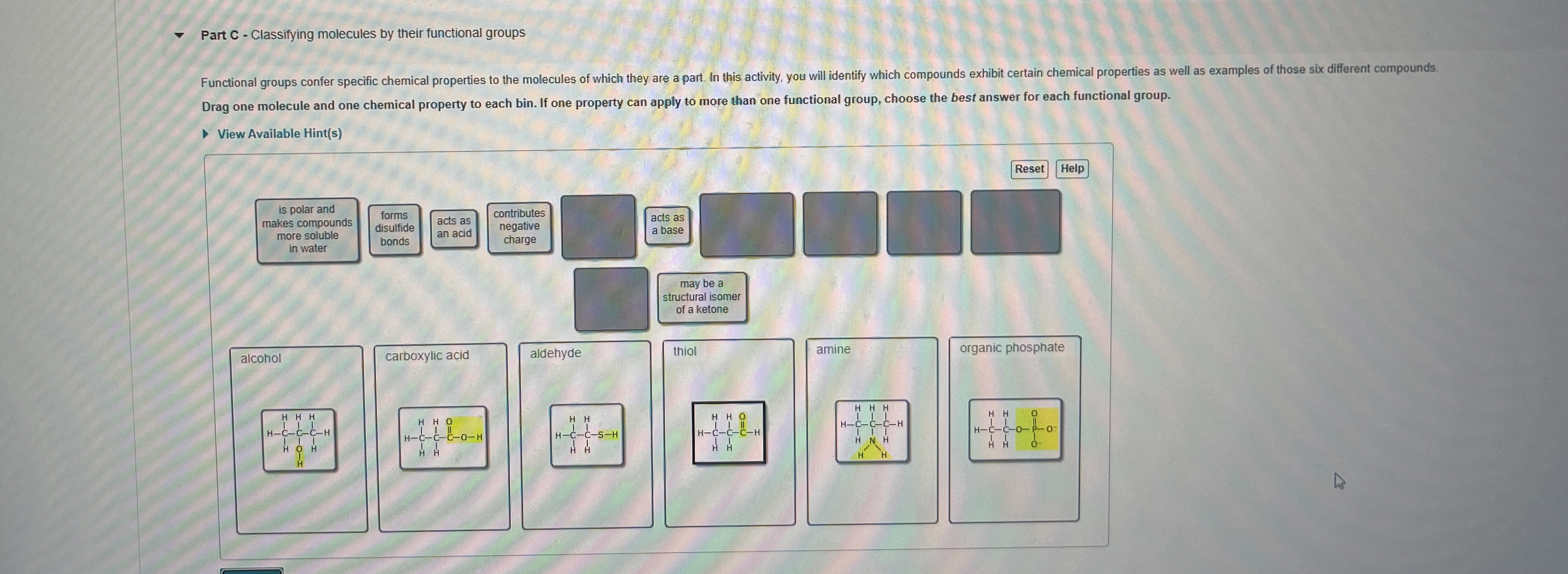 Solved Part C - ﻿Classifying molecules by their functional | Chegg.com