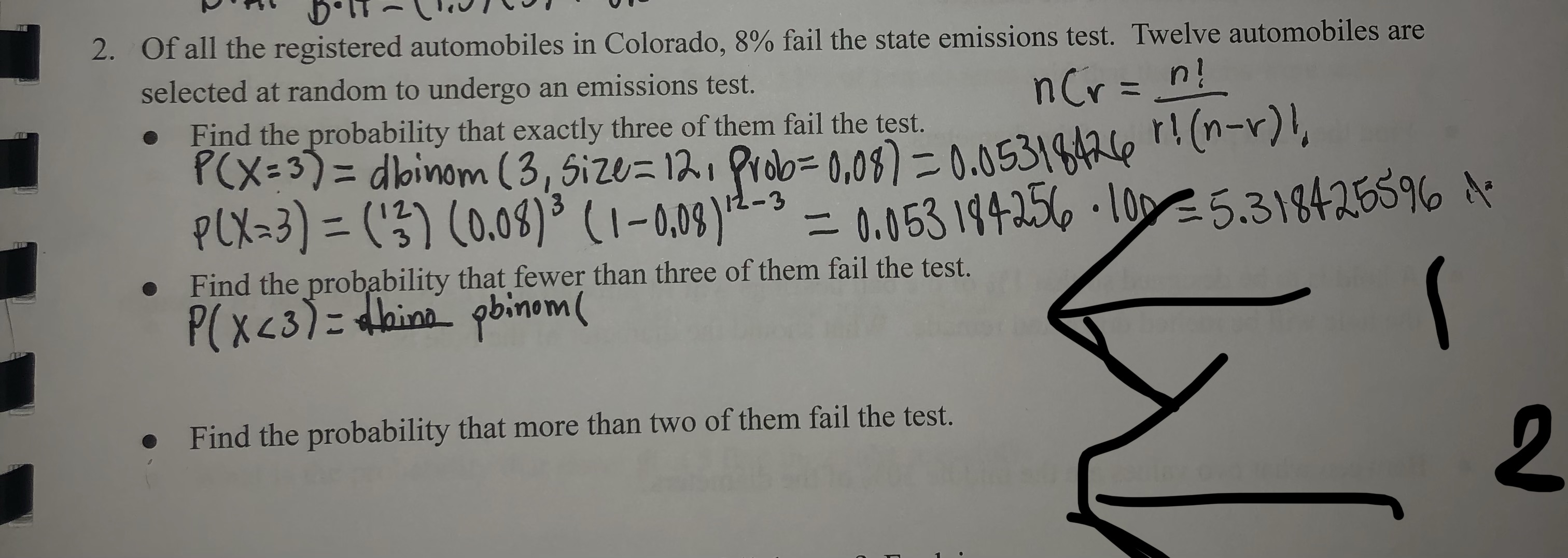 Solved Why do we use the compliment (1-pbinom) ﻿for the | Chegg.com