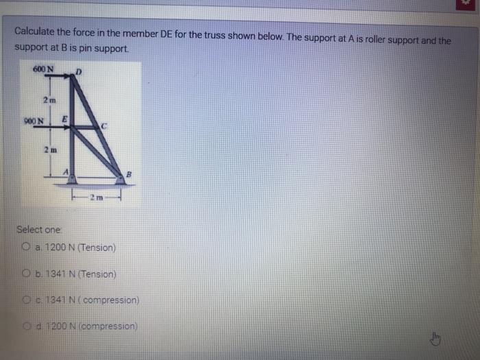 Solved Considering a simply supported truss loaded by one | Chegg.com