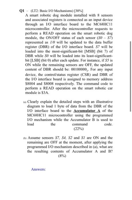 Solved Q1 - (LT2: Basic LO Mechanisms) [30\%] A smart | Chegg.com