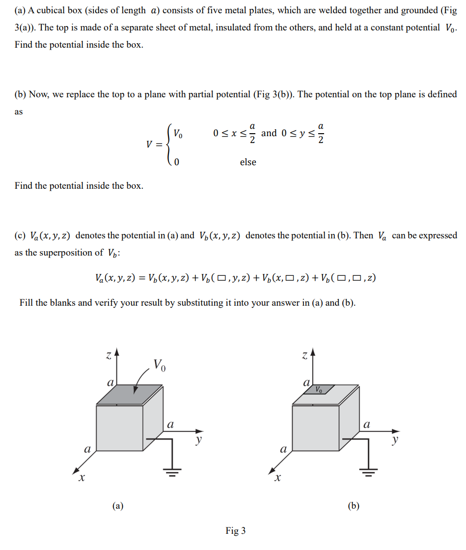 Solved (a) A cubical box (sides of length a ) consists of | Chegg.com