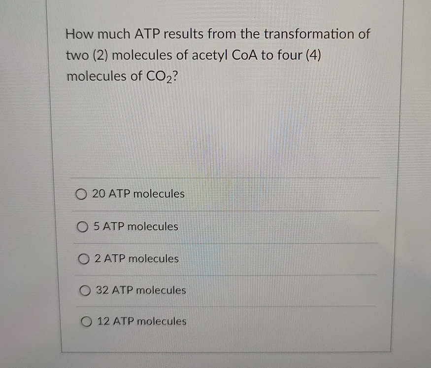 Solved How much ATP results from the transformation of two | Chegg.com