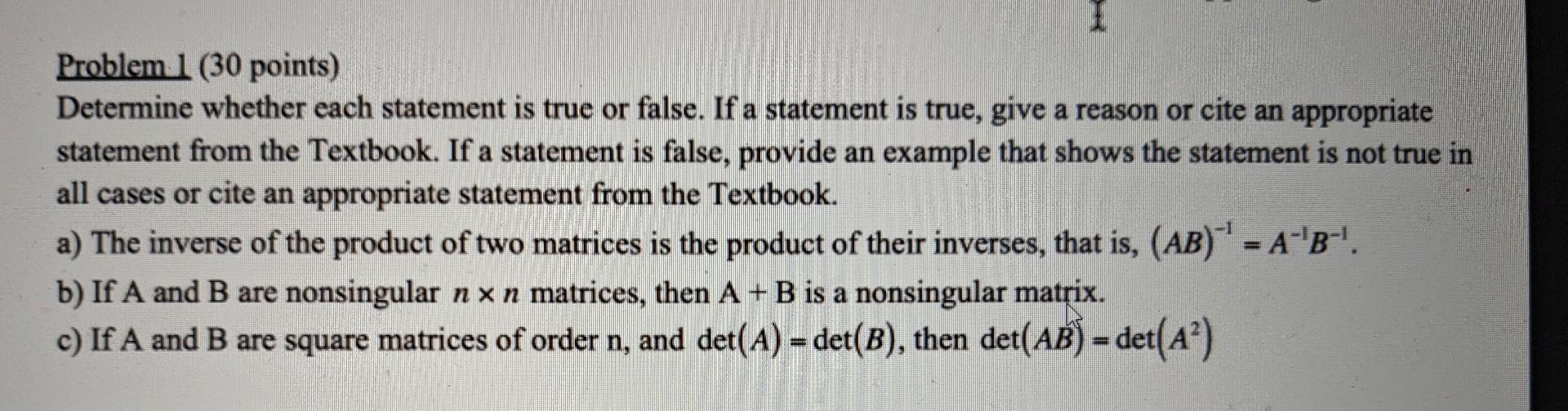 Solved Problem 1 ( 30 points) Determine whether each | Chegg.com