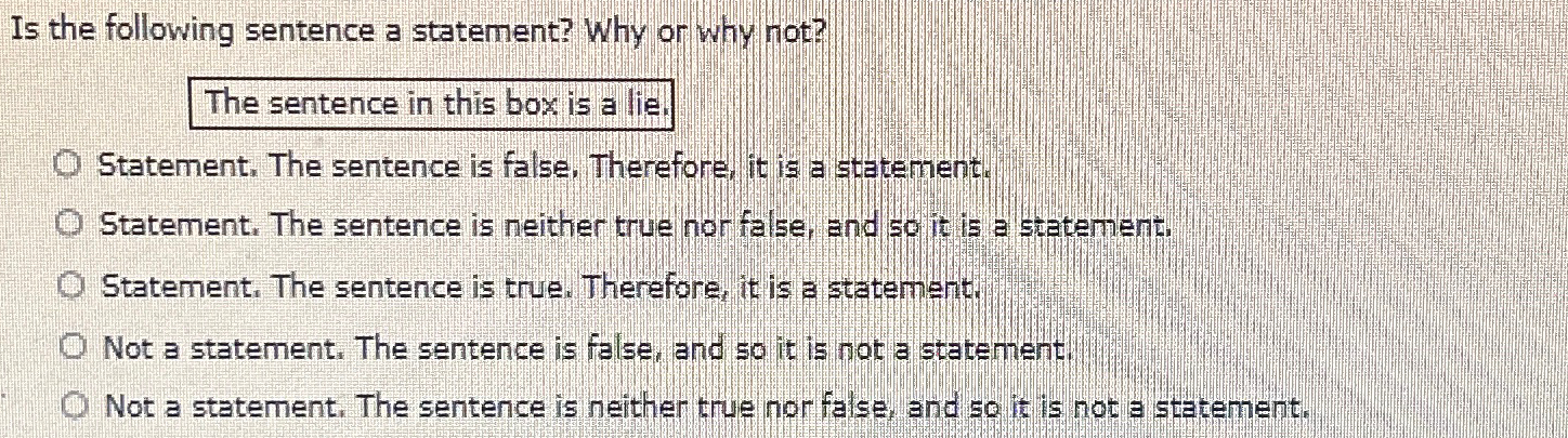Solved Is the following sentence a statement? Why or why | Chegg.com