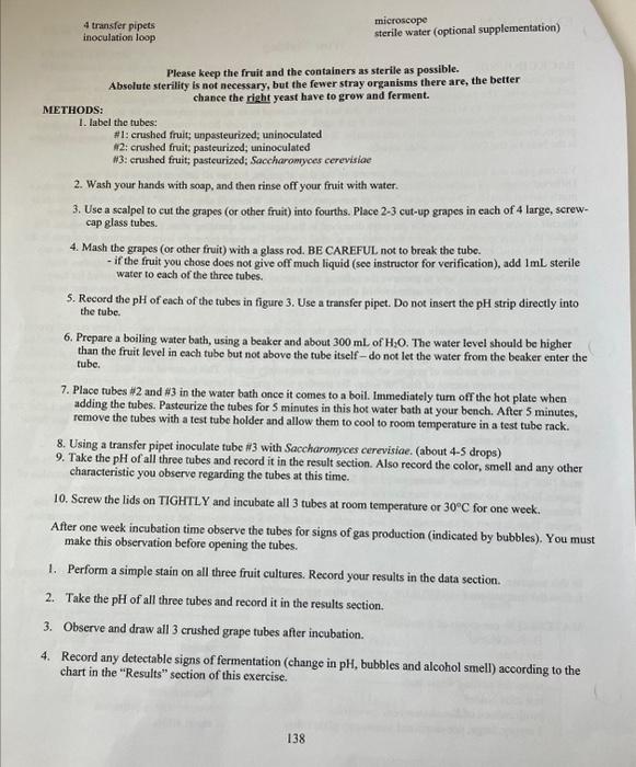 Solved 4 transfer pipets microscope inoculation loop sterile | Chegg.com