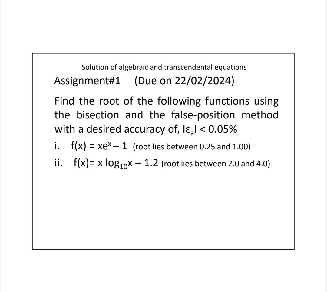 Solved Solution of algebraic and transcendental | Chegg.com