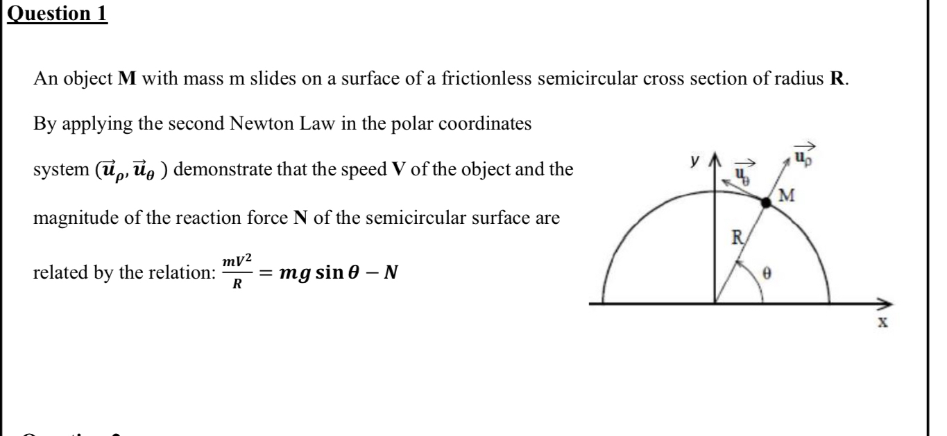 Solved Question 1An object M ﻿with mass m ﻿slides on a | Chegg.com