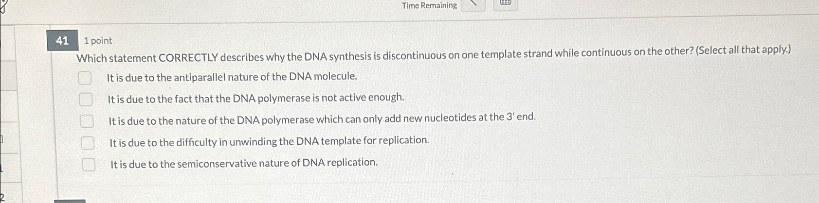 Solved Time Remaining41 ﻿pointWhich statement CORRECTLY | Chegg.com