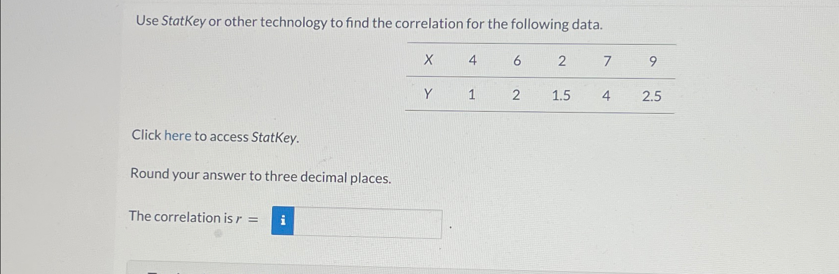 Solved Use StatKey or other technology to find the | Chegg.com