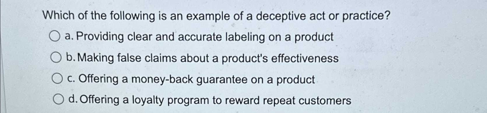 Solved Which of the following is an example of a deceptive | Chegg.com