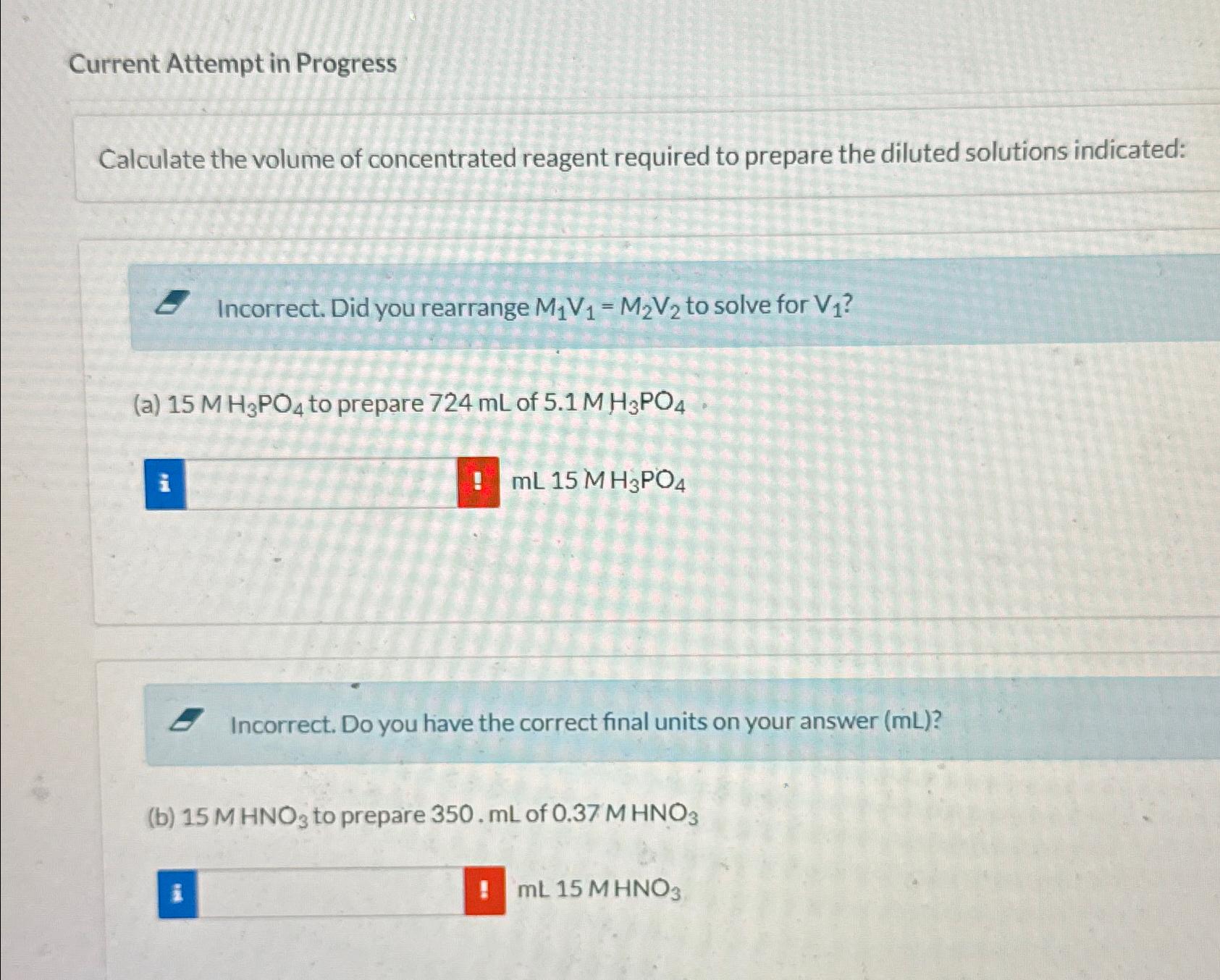 Solved Current Attempt in ProgressCalculate the volume of | Chegg.com