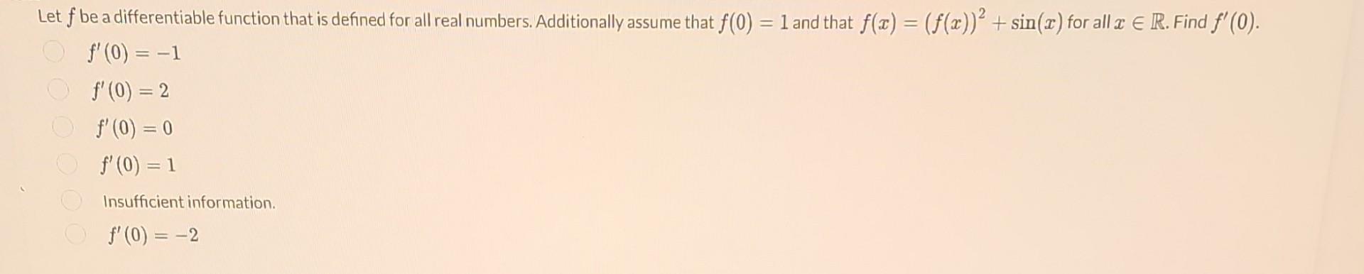Solved Let f be a differentiable function that is defined | Chegg.com