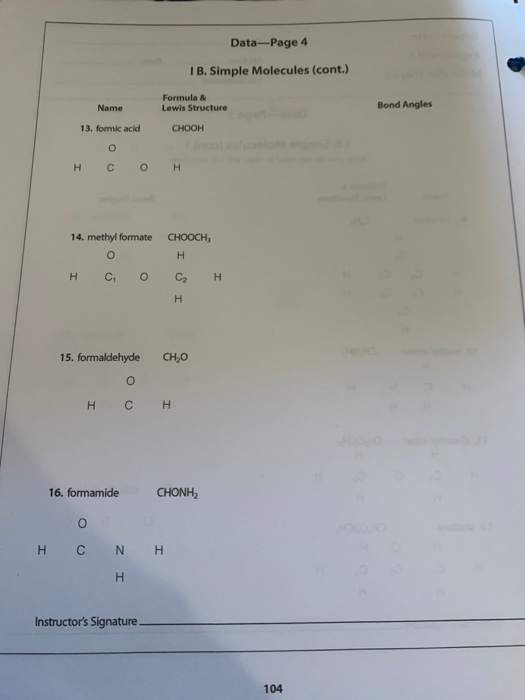 Solved Name Report Form Experiment 5 Molecular Shapes