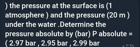 Solved ) the pressure at the surface is (1 atmosphere ) and | Chegg.com
