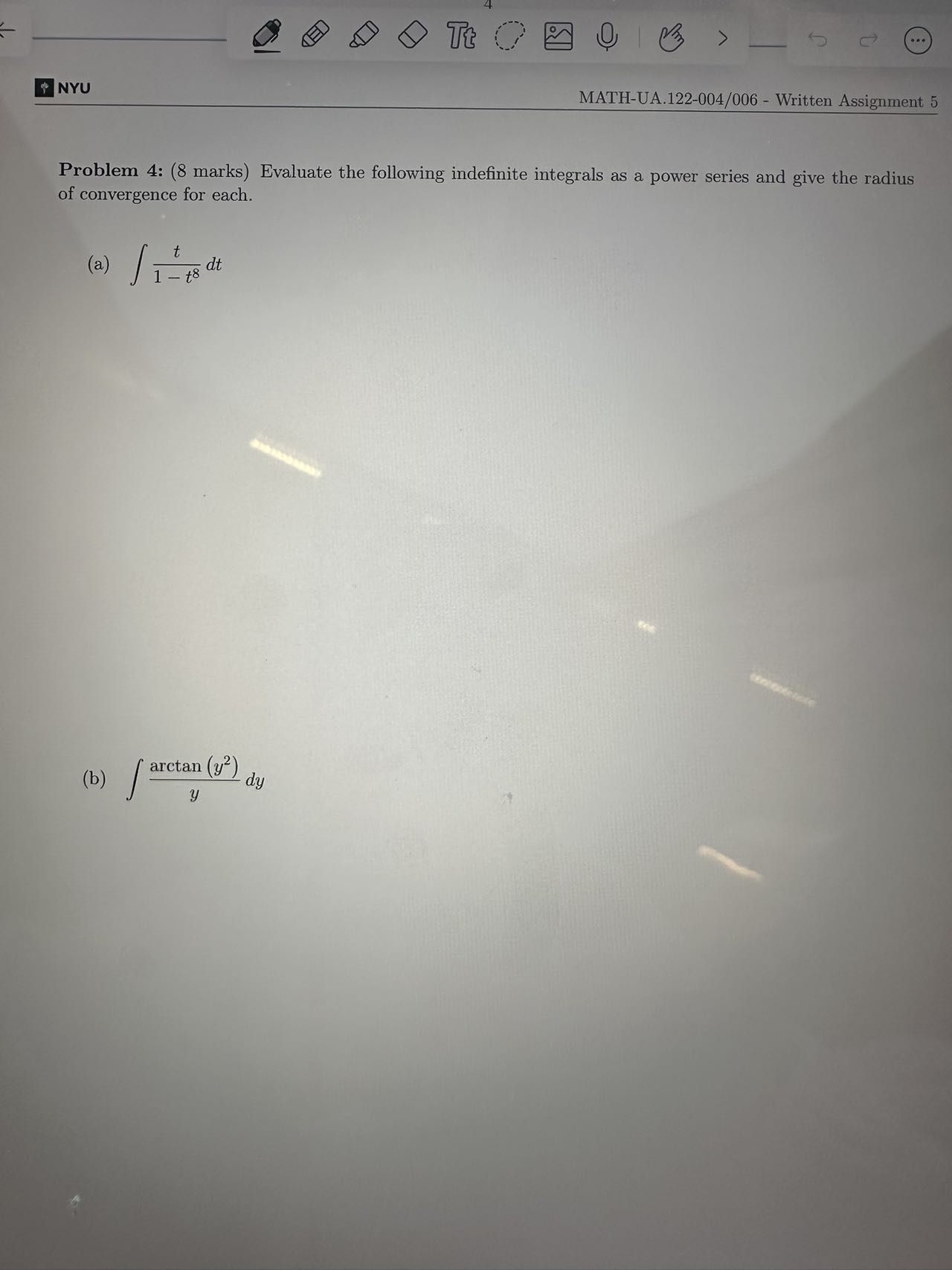 Solved Problem 4: (8 ﻿marks) ﻿Evaluate the following | Chegg.com